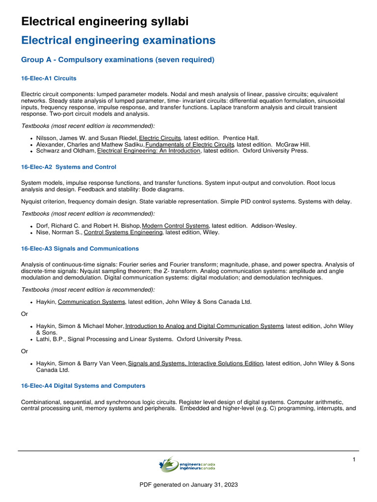Electrical Engineering Syllabi | PDF | Digital Signal Processing ...