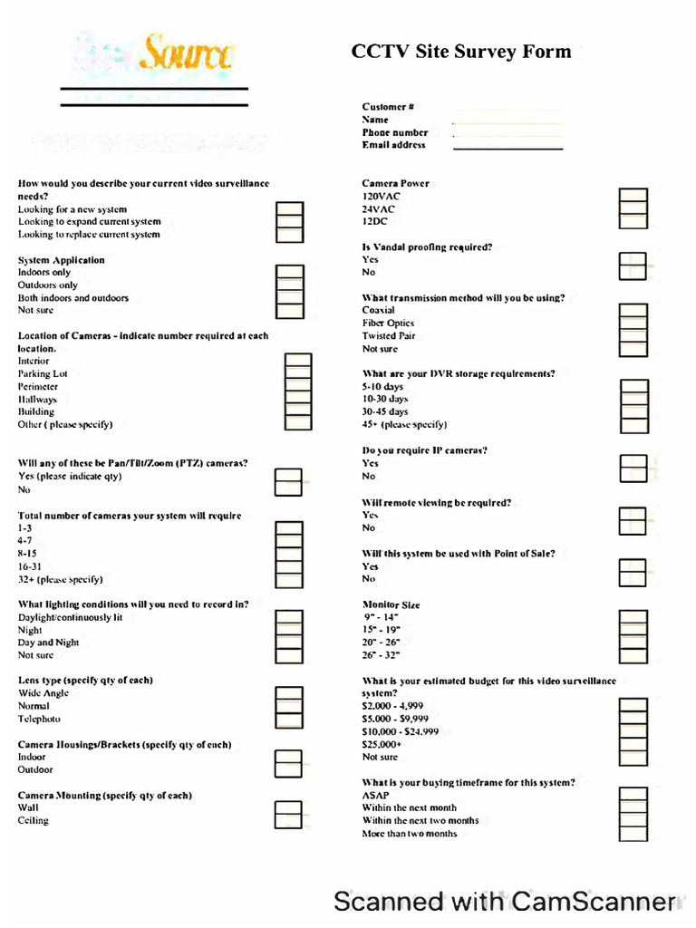 CCTV Survey Form | Download Free PDF | Equipment | Optical Devices