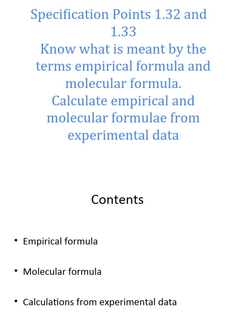 Empirical and Molecular Formula Guide | PDF | Mole (Unit) | Molecules