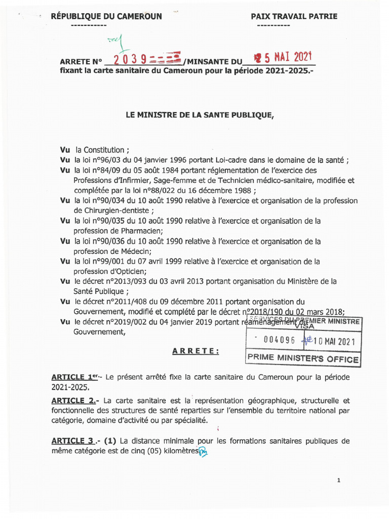 Carte sanitaire du Cameroun 2021-2025 | PDF | Santé publique