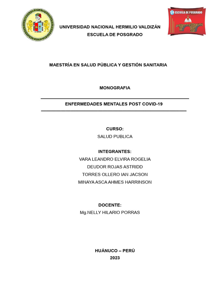 Monografia Salud Mental Pos Covid | PDF | Psicosis | Salud mental Monografia Salud Mental Pos Covid | PDF | Psicosis | Salud mental