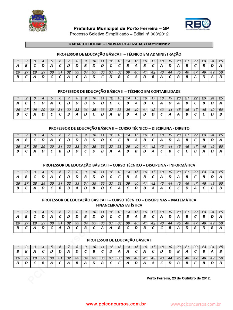 Peb - II - T - Matematica - Ok Gabaritos | PDF