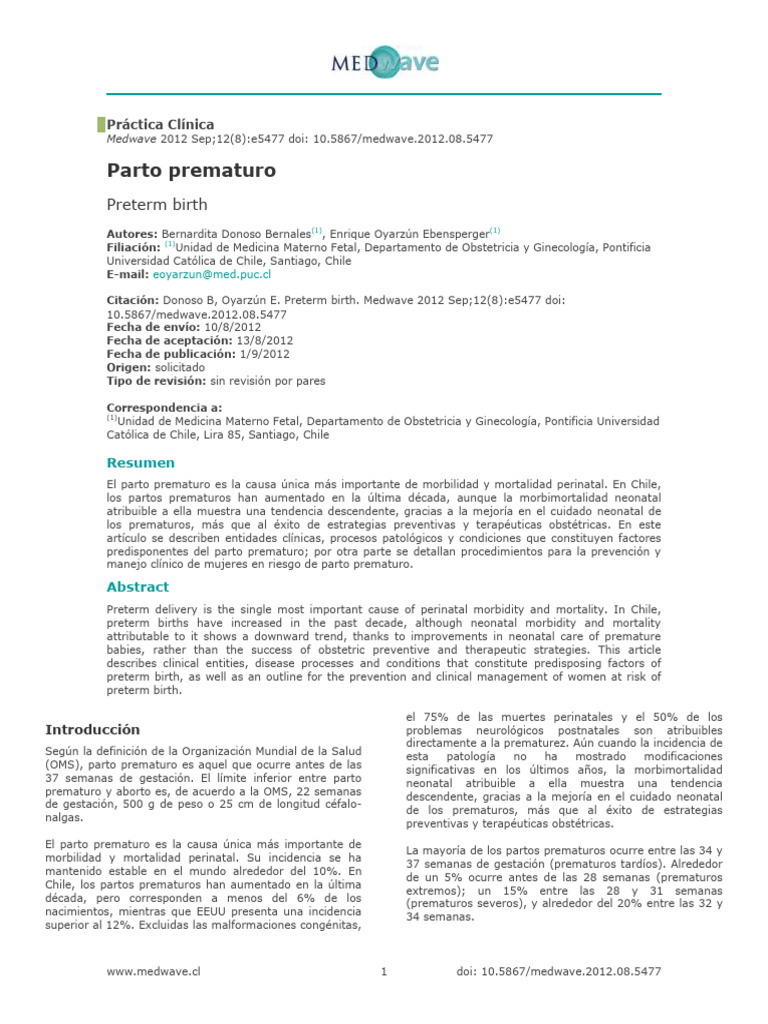 Parto Prematuro | PDF | Parto | Parto prematuro