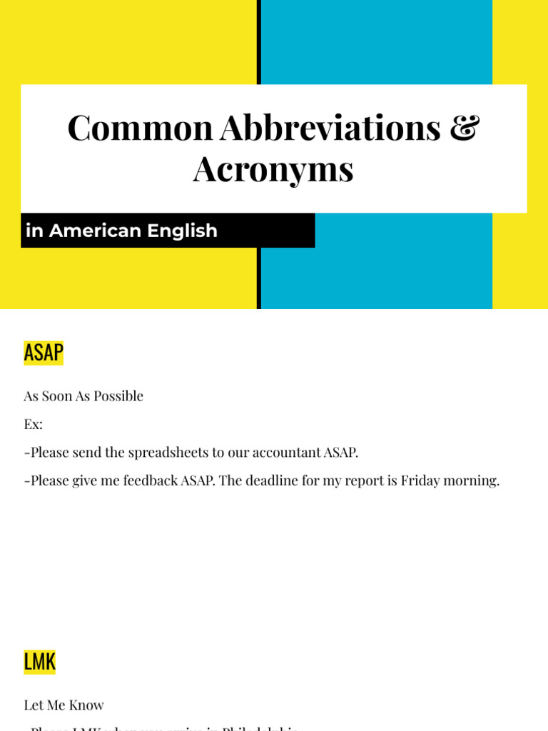 Common American Acronyms List | PDF | Art | Mystery, Thriller & Crime ...