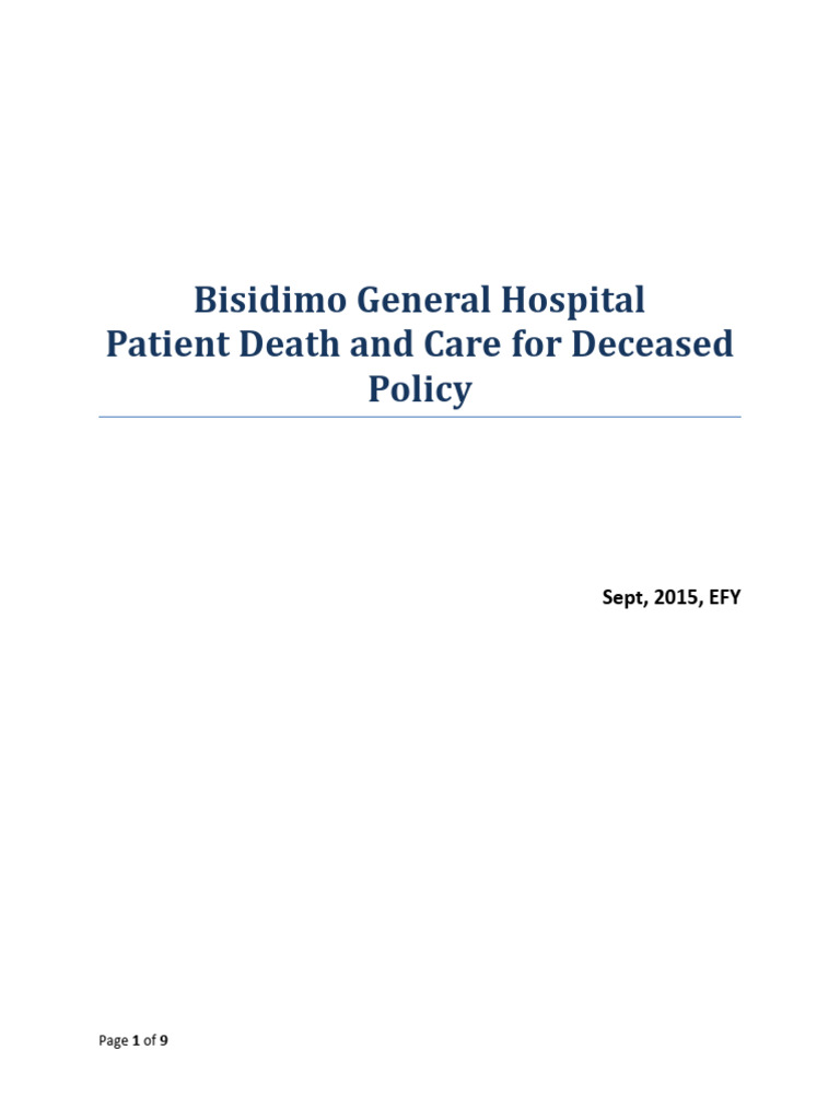 Bisidimo Hospital Patient Death Protocol | Download Free PDF | Hospital ...