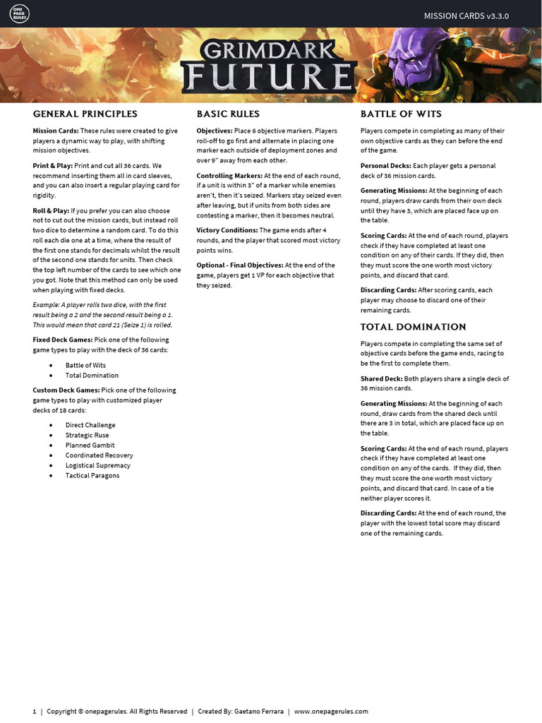 662abe079f8568c49705eace - GF - Mission Cards v3.3.0 | PDF | All Rights ...