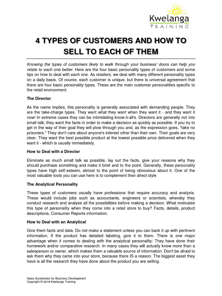 4 Types of Customers and How To Sell To Each of Them | Download Free ...