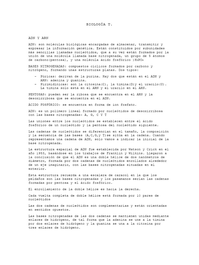 BiologÍa T 4 Y 5 Pdf Adn Rna