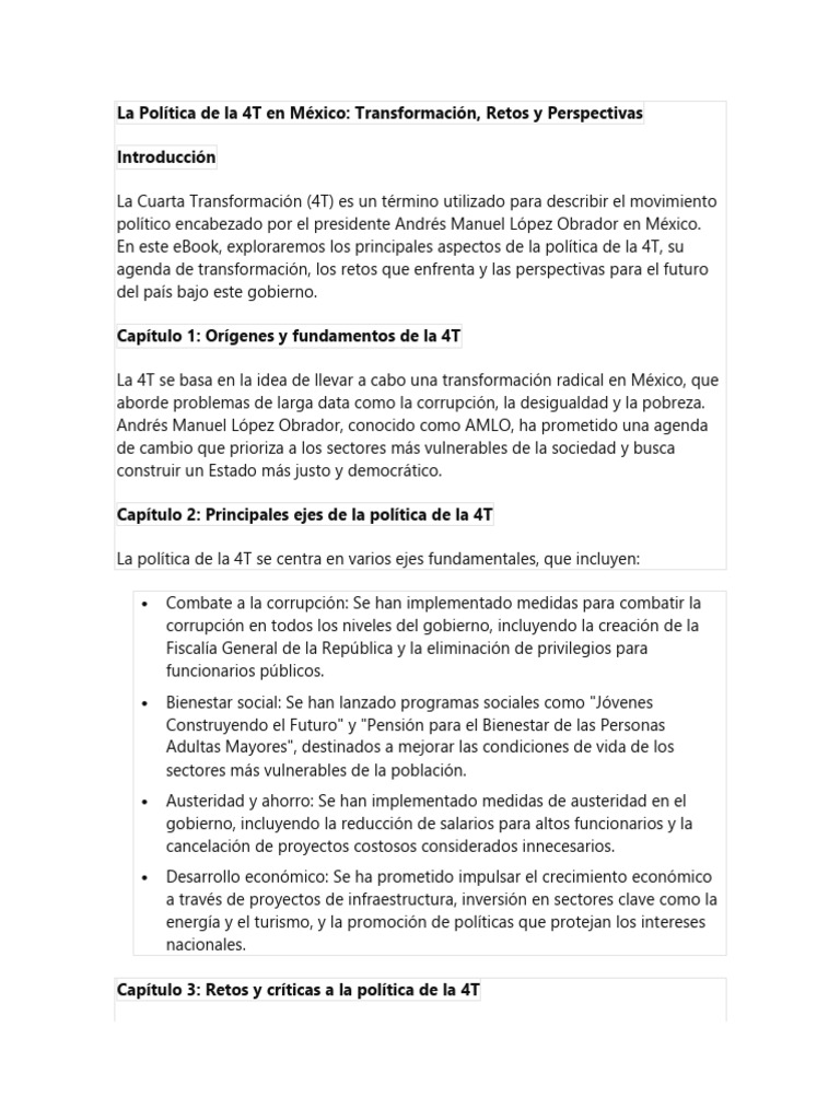 La Política de La 4T en México | PDF | Economias