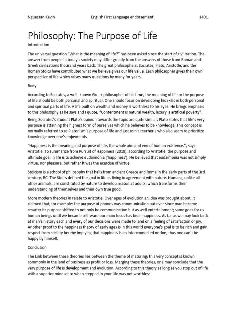 Philosophy meanging of life | PDF | Meaning Of Life | Socrates