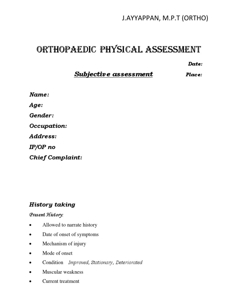 Orthopedic Physical Assessment | Spinal Cord | Musculoskeletal System