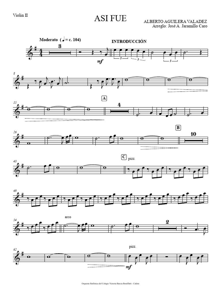 Partitura para violín: "Así Fue" | PDF