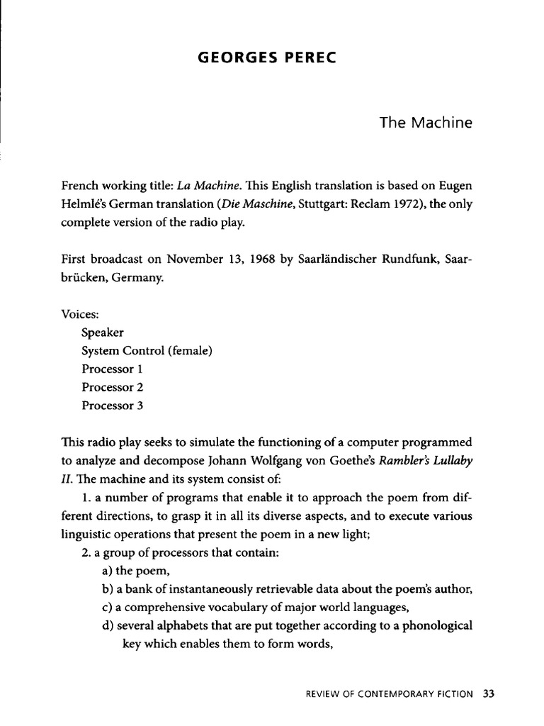 Georges Perec The Machine 1.crop | PDF