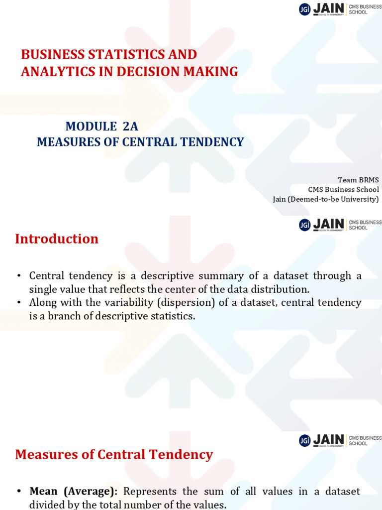 Module 2a Pdf Mean Arithmetic Mean