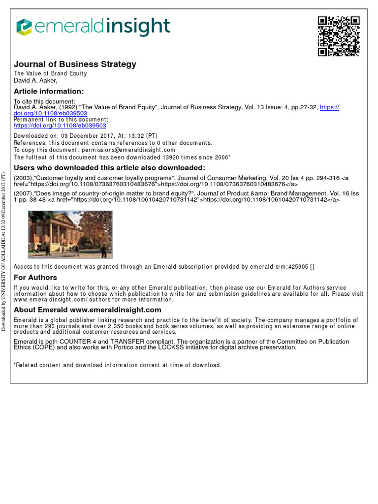 Aaker-The Value of Brand Equity | PDF | Brand | Equity (Finance)