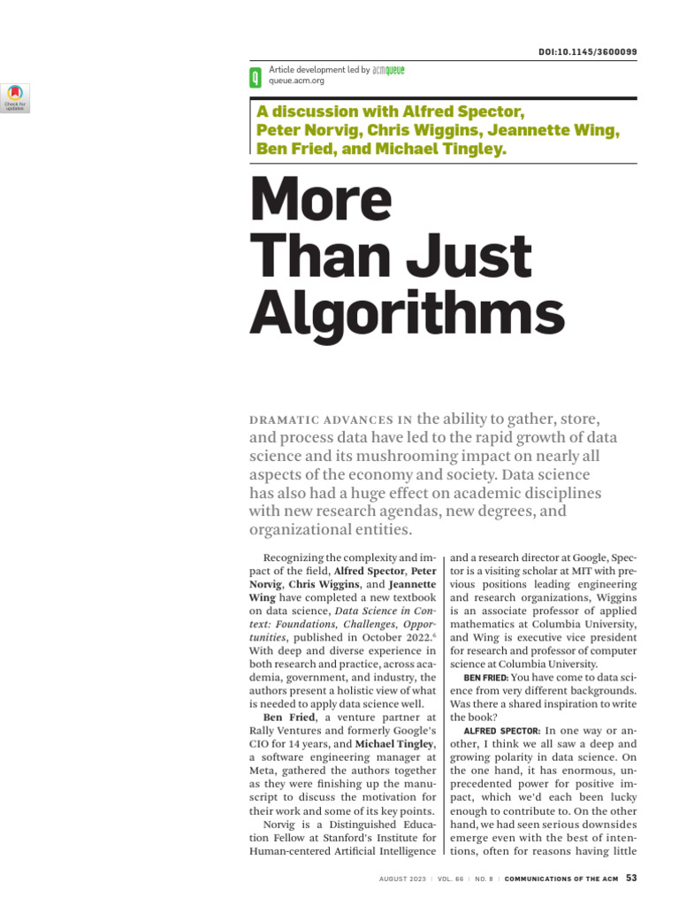 Norvig et al - 2023 - More Than Just Algorithms | PDF | Data Science ...