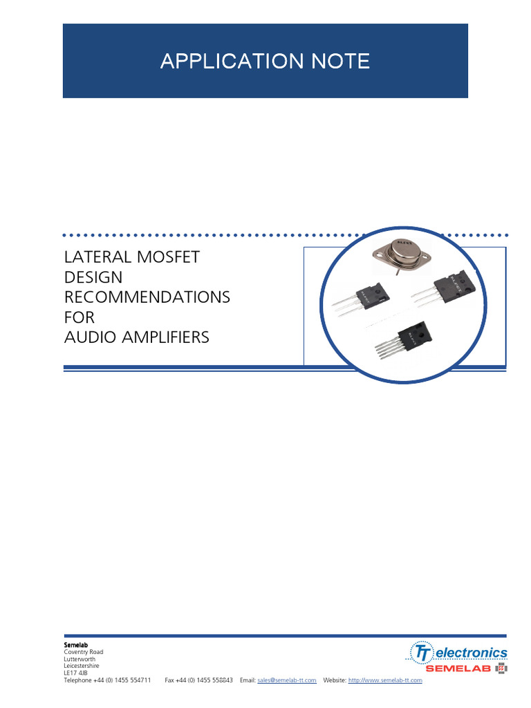 Lateral Mosfet For Amps | PDF | Amplifier | Mosfet