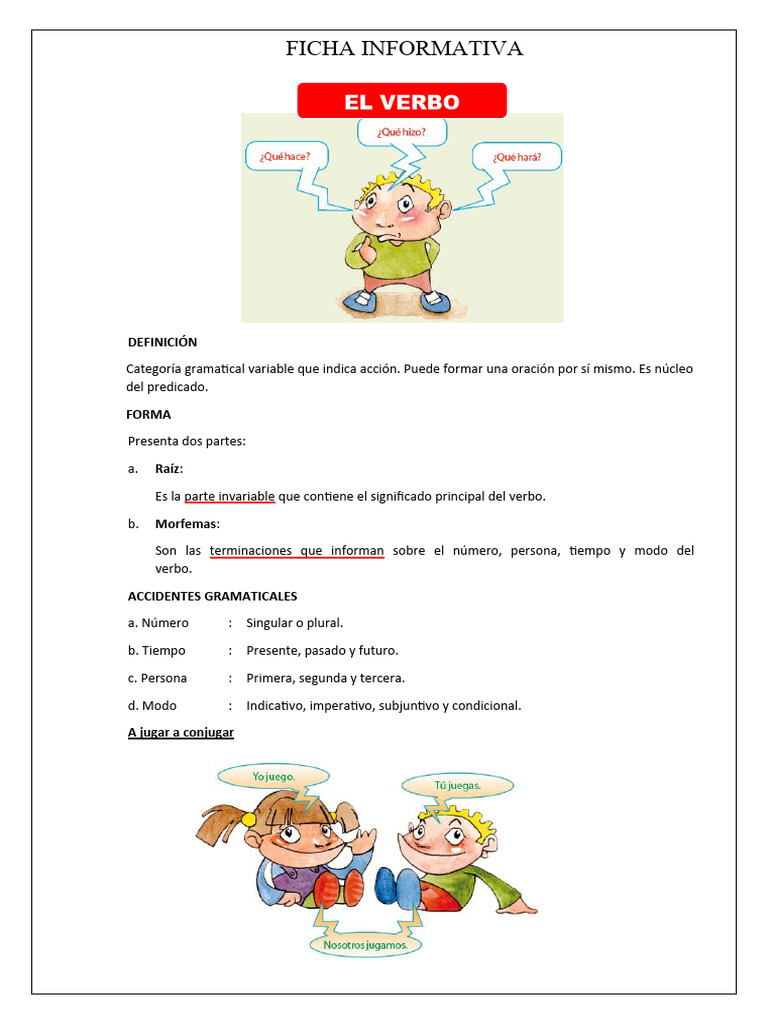 Ficha 01 - Comunicación - Verbos | PDF | Verbo | Conjugación gramatical