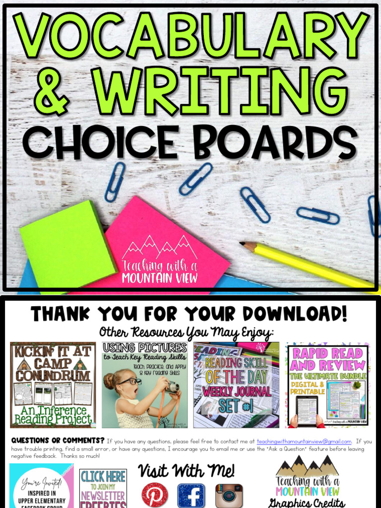 Choice Boards | PDF | Vocabulary
