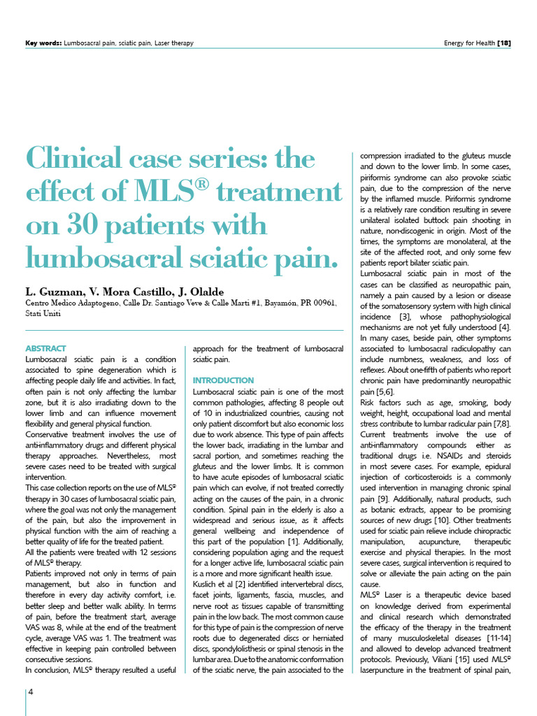 MLS Laser Clinical Case Series LBP | PDF | Pain | Medical Specialties