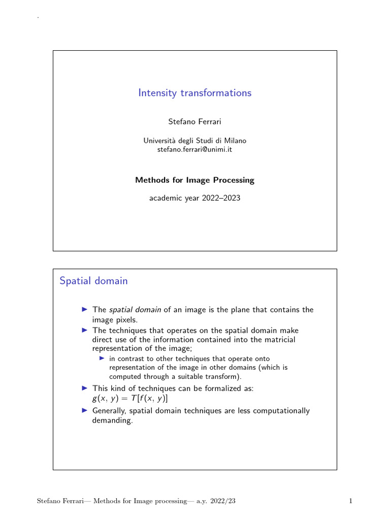 05 - Intensity Transformations | PDF | Applied Mathematics | Vision