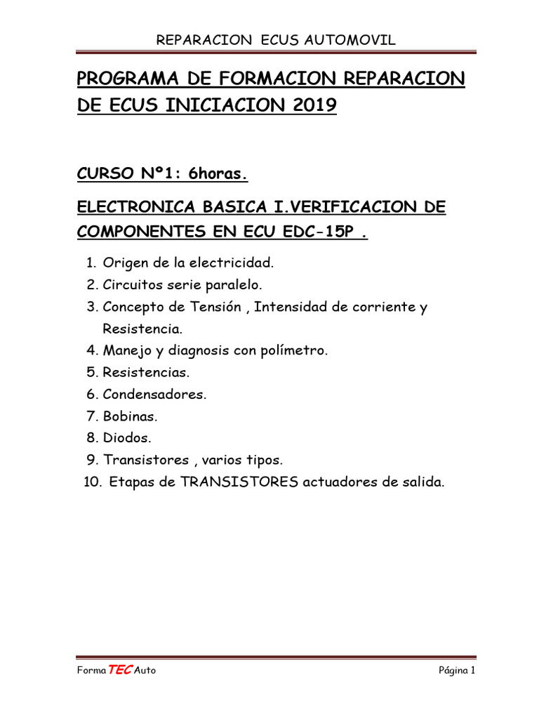 Curso Basico Reparacion Ecus Inyeccion. | PDF