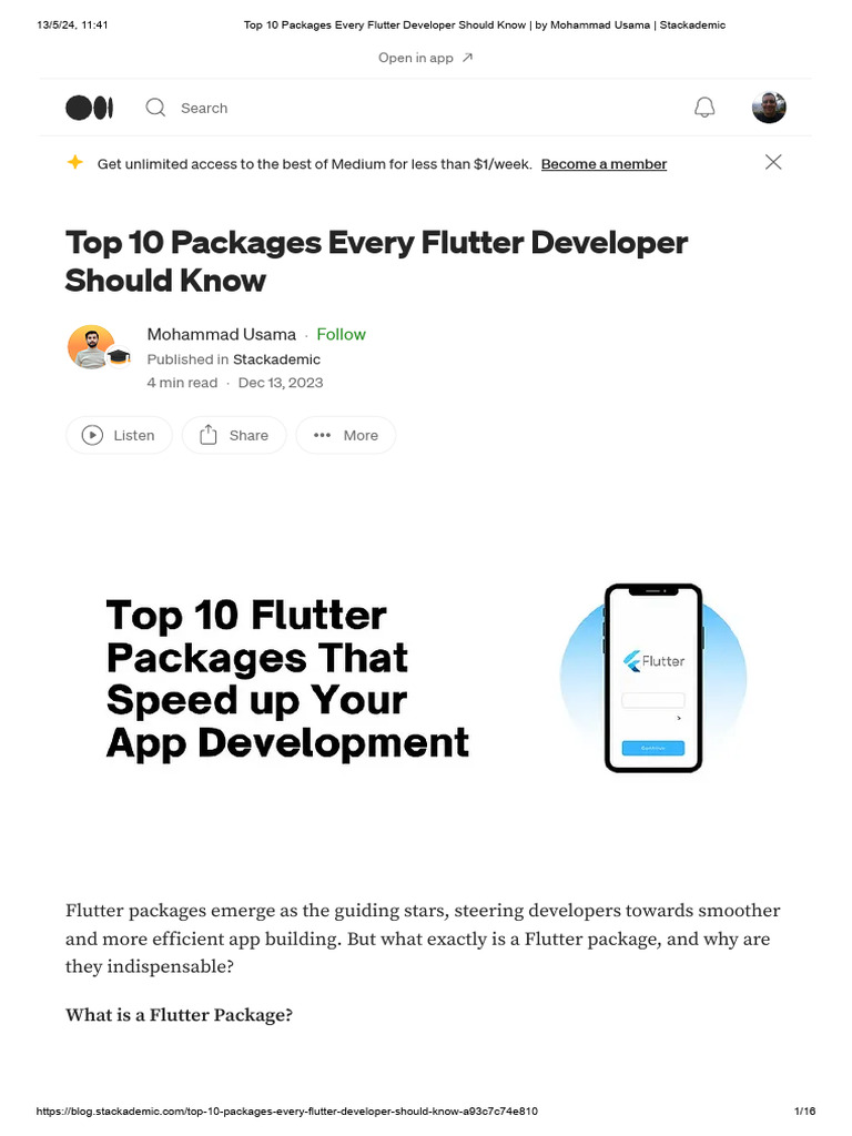Top 10 Packages Every Flutter Developer Should Know By Mohammad Usama Stackademic Pdf