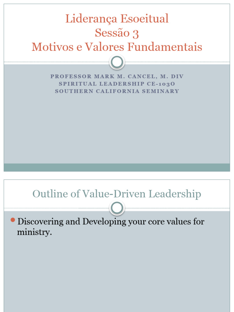 Session III Motives Core Values - Dan | PDF | Leadership | Bible