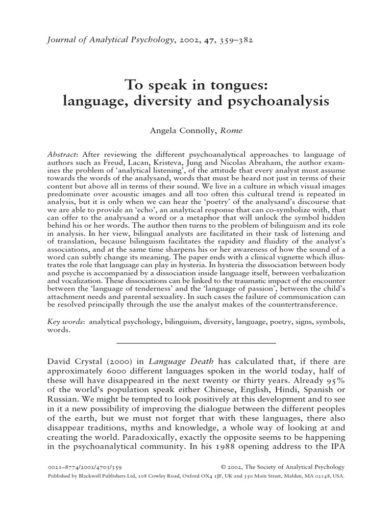 Psychoanalysis and the Language of Diversity | PDF | Jacques Lacan ...