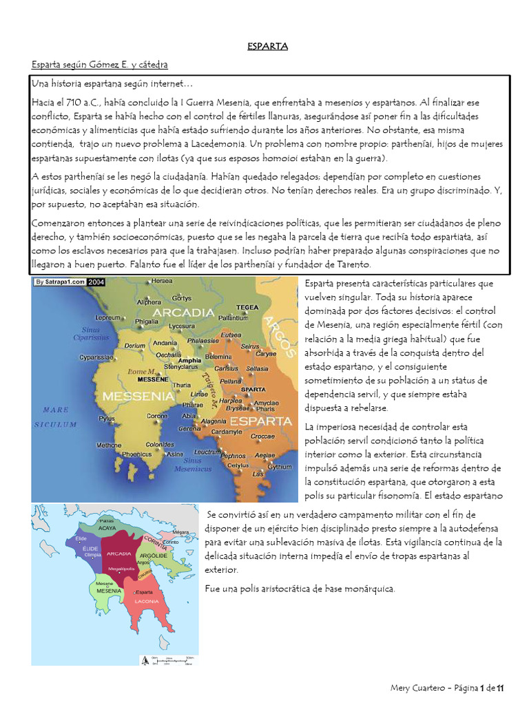 Resumen Historia de Grecia-Esparta | PDF | Esparta | Antigua Grecia