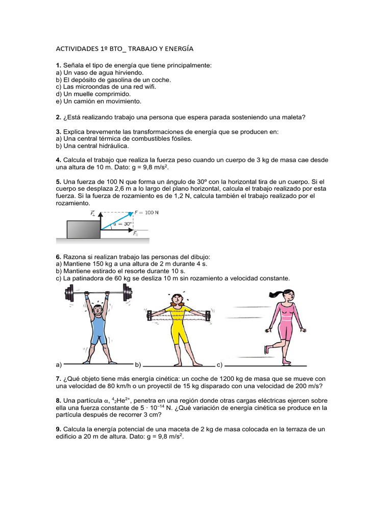 Actividades sobre Trabajo y Energía | PDF | Fricción | Fuerza