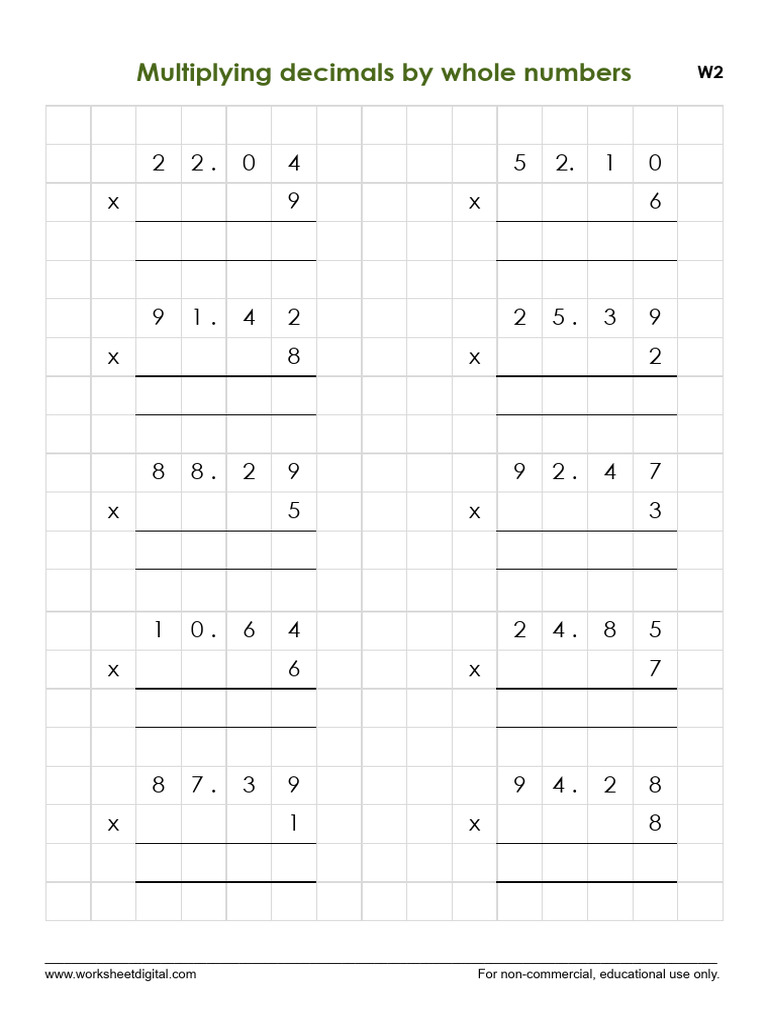 Decimal Multiplication Worksheet | PDF