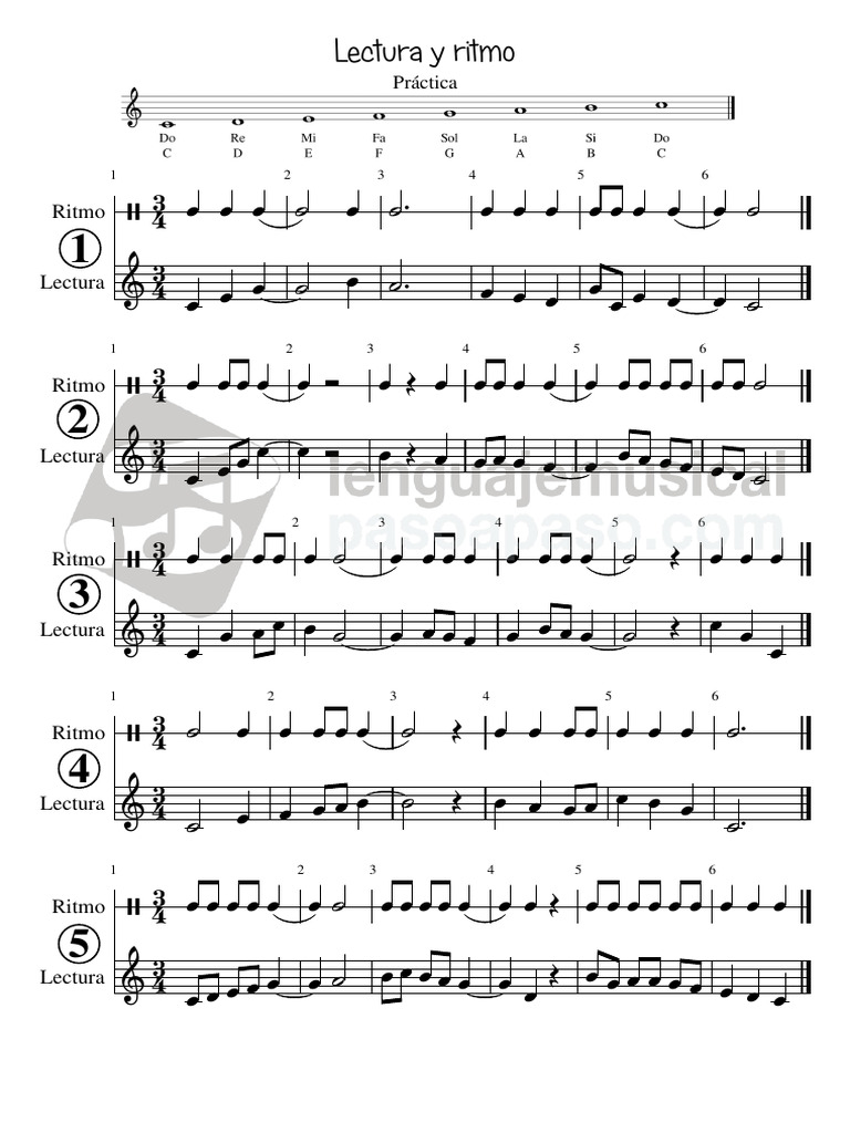 Lectura y Ritmo 3x4 +la y Si 4 Unidad 6.2 | PDF | Ritmo | Elementos de ...