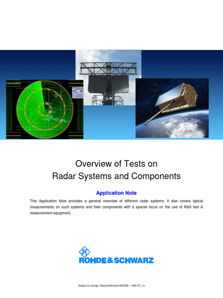 Overview of Tests On Radar Systems and Components: Application Note ...
