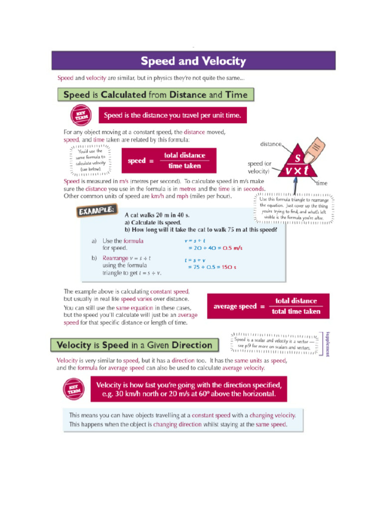 Kinematics - Distance Speed Velocity and Acceleration | PDF