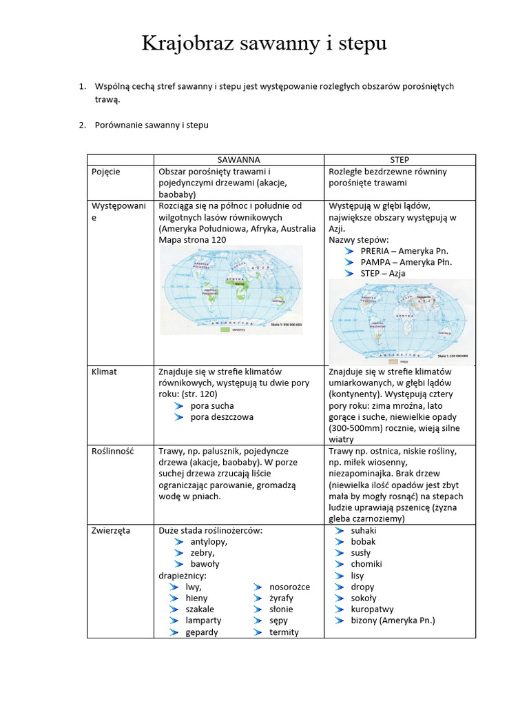 Krajobraz Sawanny I Stepu | PDF