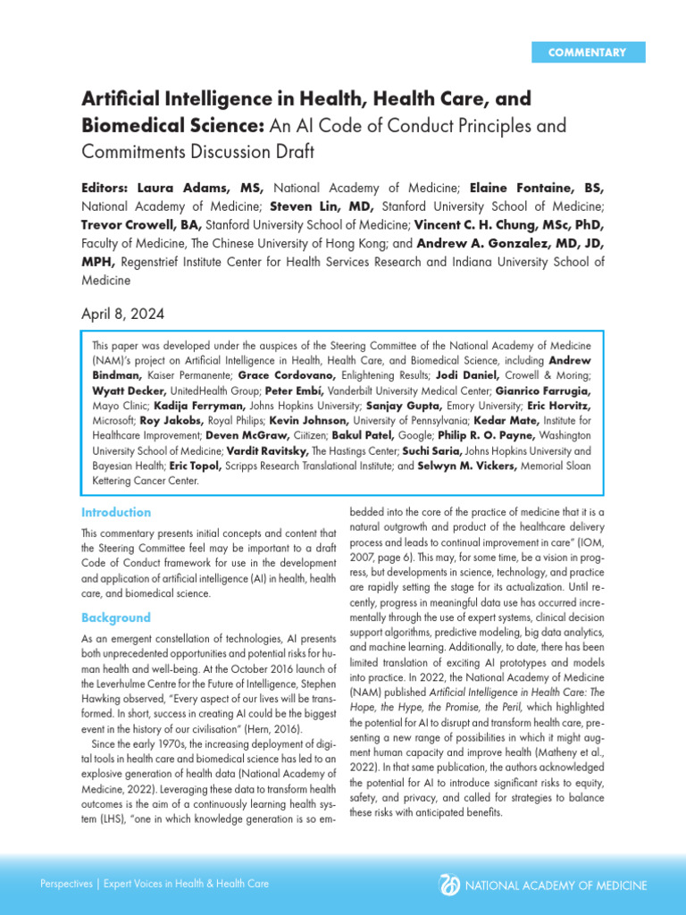 Artificial Intelligence in Health Health Care and Biomedical Science ... Artificial Intelligence in Health Health Care and Biomedical Science ...