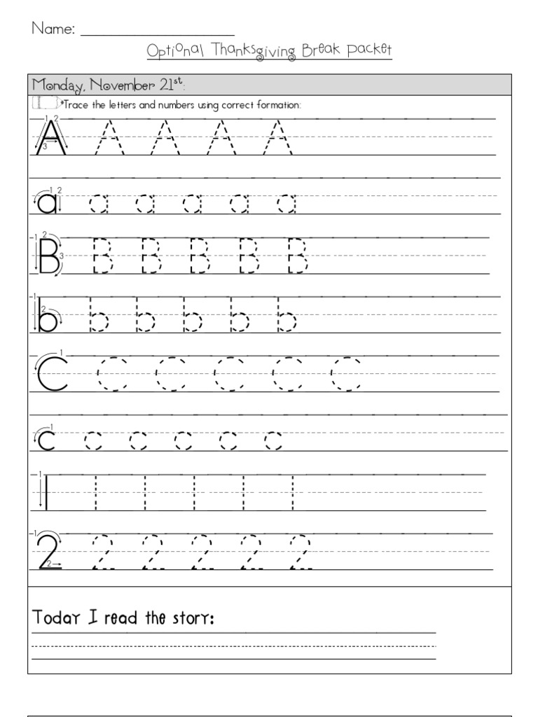 Thanksgiving Break Packet | PDF