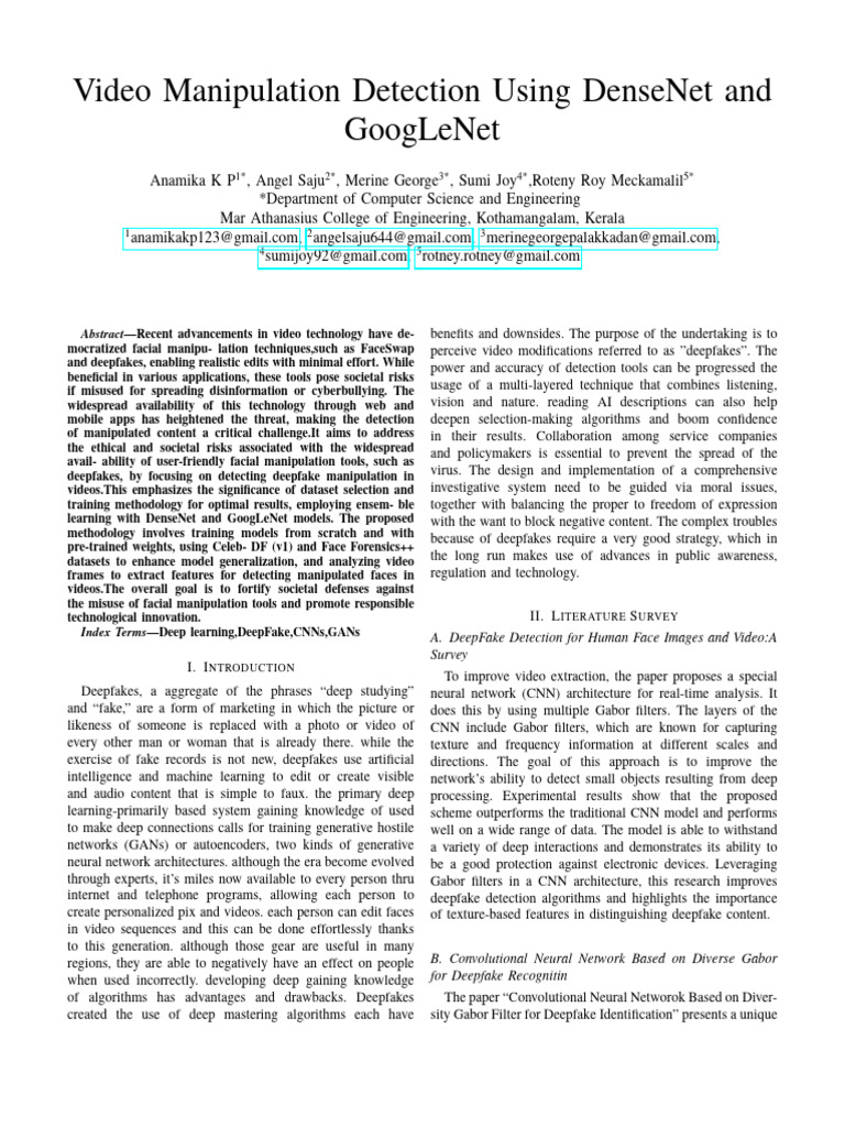 Mini Project Paper Final Deepfake | PDF | Deep Learning | Artificial ...