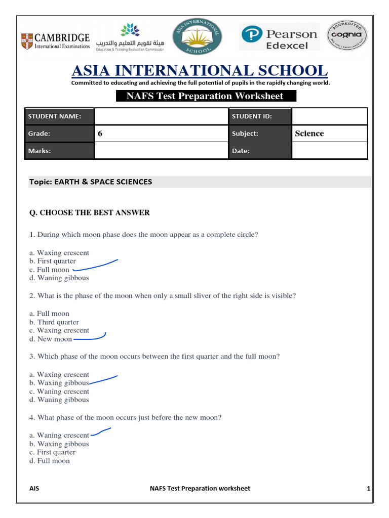 Answer Key NAFS - Science Worksheet 3 | PDF | Earth Sciences | Atmosphere Of Earth
