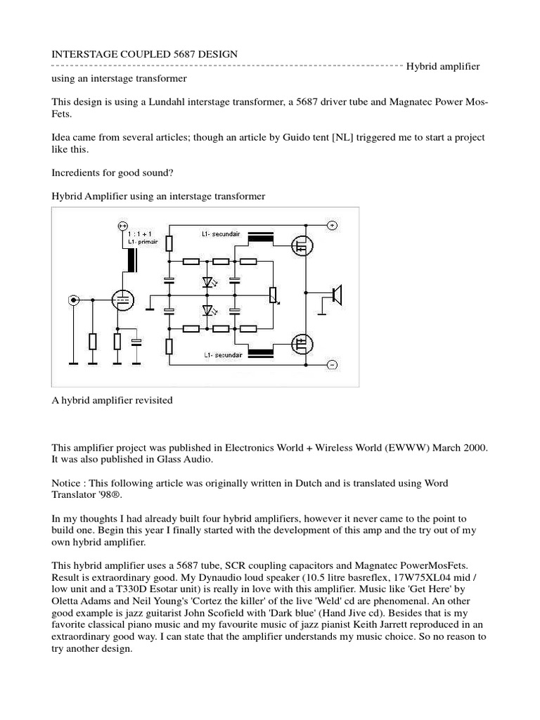 Hybrid Amplifier Using Interstage Transformer (3) | PDF | Amplifier ...