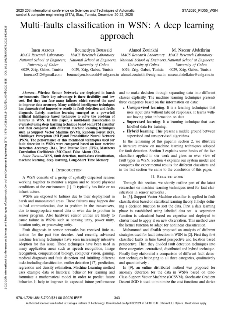 Multi-Faults Classification in WSN A Deep Learning Approach | PDF | Machine Learning ...