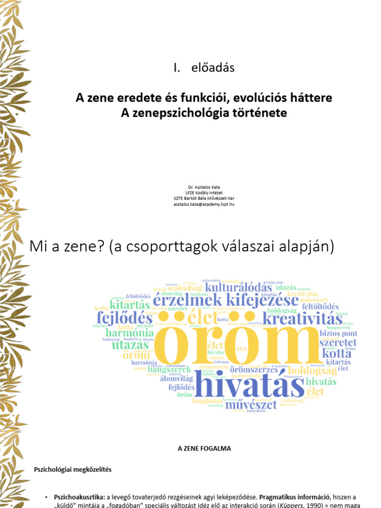 01 A Zene Eredete A Zenepszichológia Tortenete | PDF