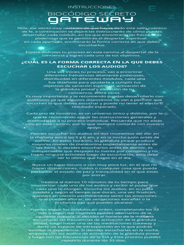 Instrucciones Bioc Digo Secreto Gateway 2 1 PDF | PDF