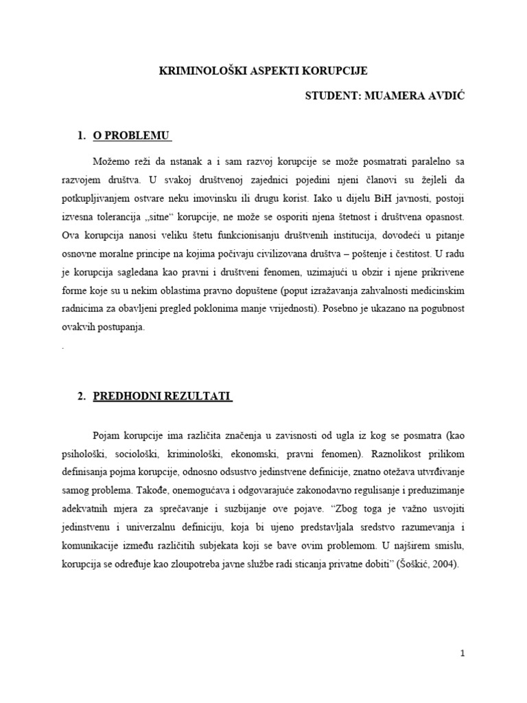 Kriminološki Aspekti Korupccije | PDF