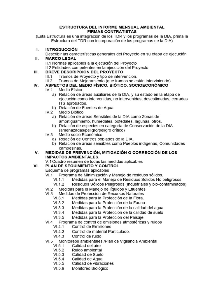 Informe Mensual Ambiental: Estructura y Contenido | PDF | Geografía ...