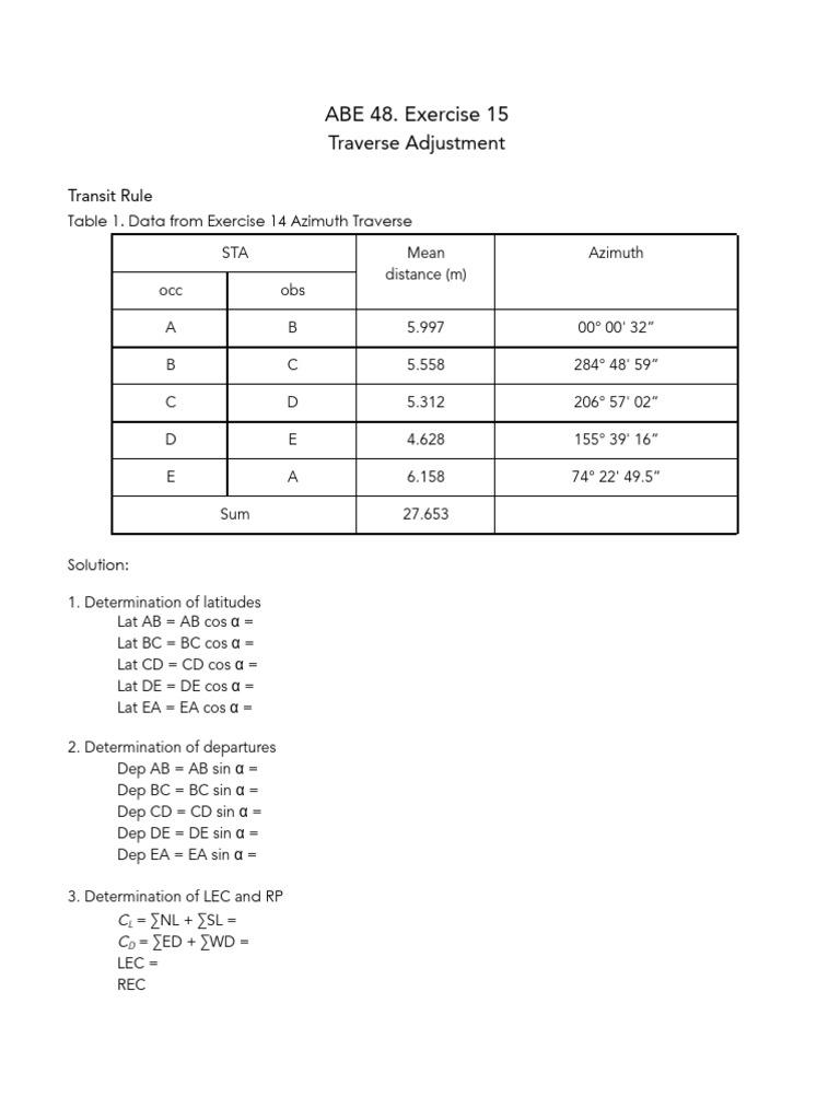 ABE 48 - Exer 15 | PDF | Navigation | Elementary Geometry