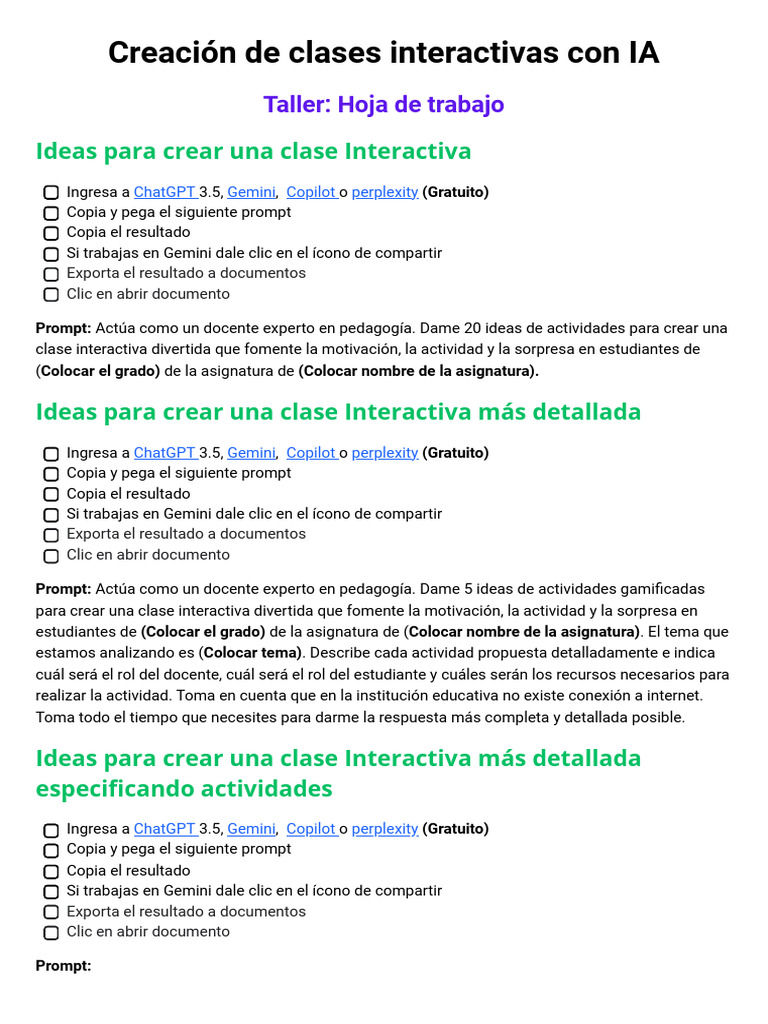 Creacindeclasesinteractivascon IA1 | PDF | Aprendizaje