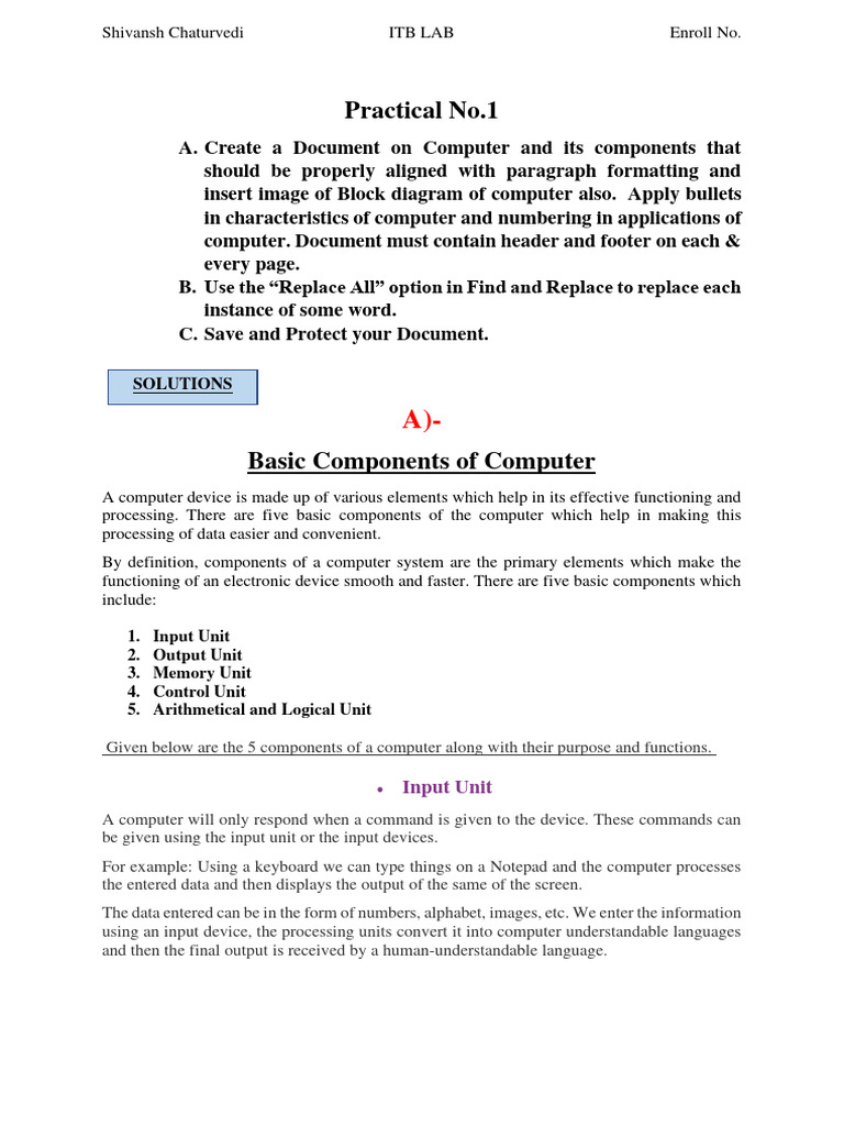 Practical No 1 Solutions Pdf Input Output Central Processing Unit