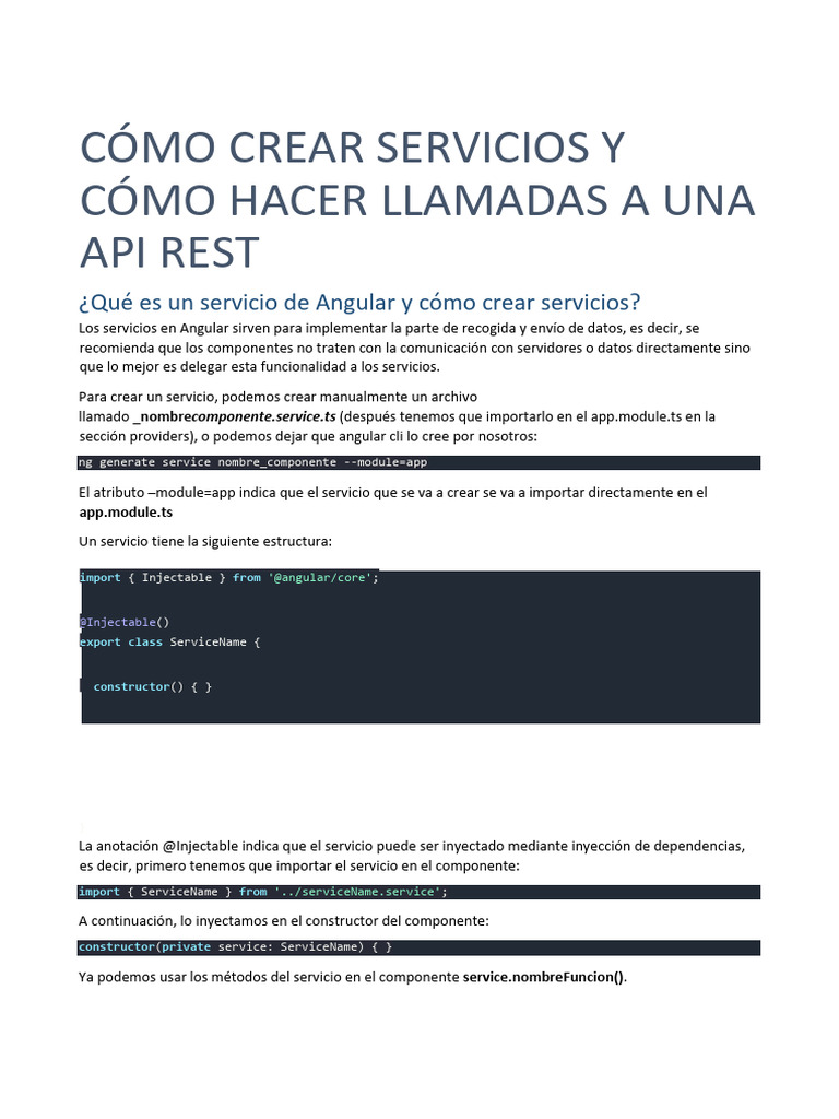 Como Crear Servicios y Como Hacer Llamadas A Una Api Rest | PDF | Redes | Internet y web